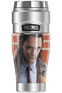 thermos marvel loki tva loki stainless king stainless steel travel tumbler, vacuum insulated & double wall, 16oz