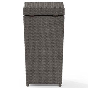 Pemberly Row Wicker Patio Trash Can in Weathered Gray