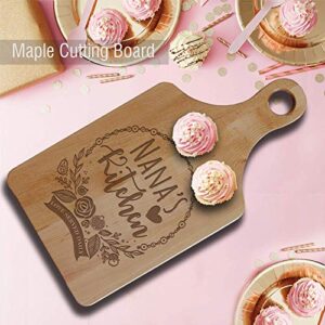 Bella Busta- Nana's Kitchen- Grandma's Kitchen-Christmas, Mother's Day gift for Grandmother-Cutting Wood Board-Engraved Natural Wood (Nana's Kitchen)