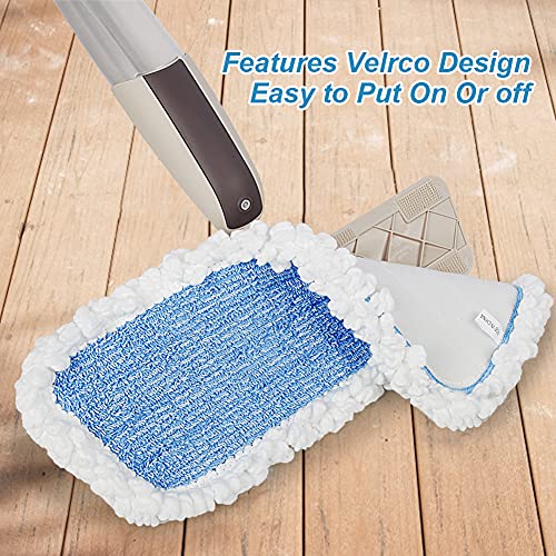 MEXERRIS Microfiber Spray Mop Pads Replacement Heads Washable Reusable Mop Refills for Wet Dry Mop Floor Cleaning Compatible with Bona Care System for Kitchen Home Commercial - Blue 5 Pack