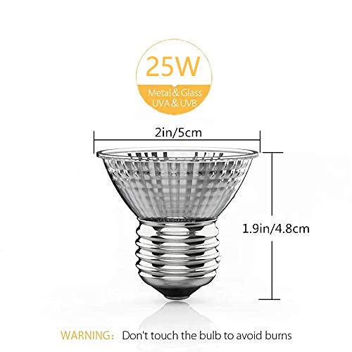 ECOSI 25W UVB Bulb UVA Light Halogen Basking Bulb Reptilian Lamp Lizard Lamp E27 UV Heating Lamp Spot Lamp Full Spectrum Sun Lamp Sunbathe Heat Bulb/Lamp/Light for Turtle Reptile Lizard Habitat-6 Pcs