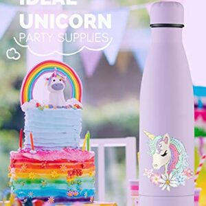 Onebttl Unicorn Gifts, Unicorn Party Supplies, Stainless Steel Water Bottle, Kids Water bottle 17oz/500ml Double Wall Vacuum Insulated Thermo Bottle PURPLE FLOWER