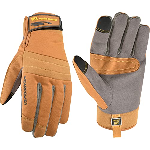 Wells Lamont Men's Wearpower Synthetic Hybrid Duck Canvas Work Gloves, Medium (7743M), Brown