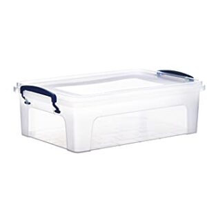 Superio 6.25 Qt Clear Plastic Storage Bins with Lids and Latches, Organizing Containers, Stackable Plastic Tote for Household, Garage, School, and Office