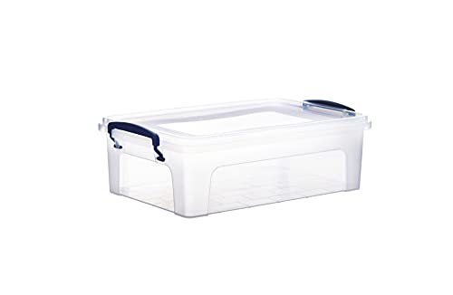 Superio 6.25 Qt Clear Plastic Storage Bins with Lids and Latches, Organizing Containers, Stackable Plastic Tote for Household, Garage, School, and Office