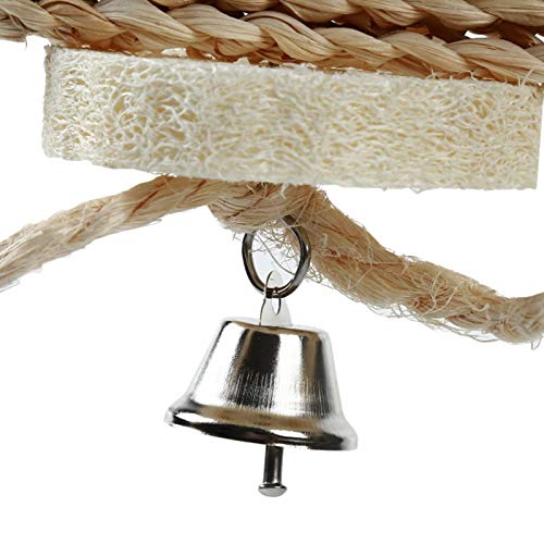 SCDCWW Bird Parrot Toy with Bell Natural Wooden Grass Chewing Bite Hanging Cage Swing Climb Chew Toys