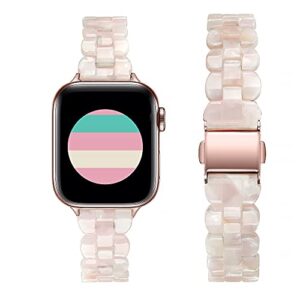 secbolt band compatible with apple watch band 38mm 40mm 41mm women, slim resin bracelet for iwatch series 8/7/6/5/4/3/2/1/se, pinkish white