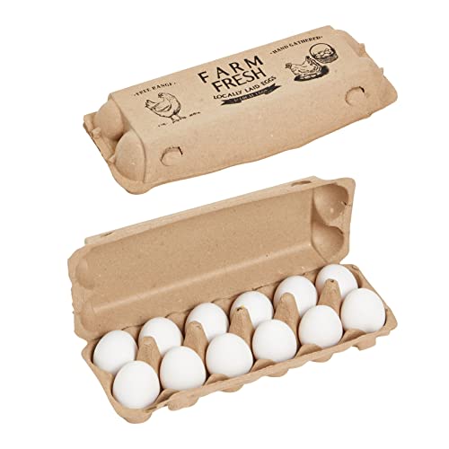 18 Pack 1 Dozen Paper Egg Cartons with Labels for 12 Chicken Eggs, 50 Self-Adhesive Labels, 1 Jute String Roll (Brown)