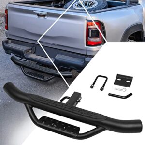 universal 36" wide x 4" od black steel trailer towing drop hitch step bar rear bumper guard fits 2 inch receiver