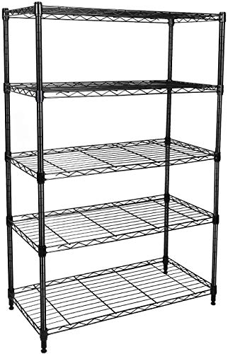 YSSOA Heavy Duty 5-Shelf Shelving Unit, 30" W x 14" D x 61" H, 5 Tier, Black, 1 Pack, 1 Pack