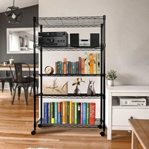 YSSOA Heavy Duty 5-Shelf Shelving Unit, 30" W x 14" D x 61" H, 5 Tier, Black, 1 Pack, 1 Pack