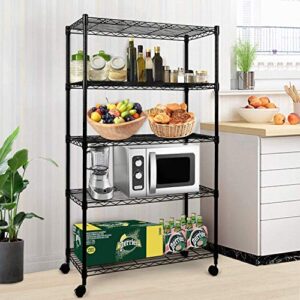 YSSOA Heavy Duty 5-Shelf Shelving Unit, 30" W x 14" D x 61" H, 5 Tier, Black, 1 Pack, 1 Pack