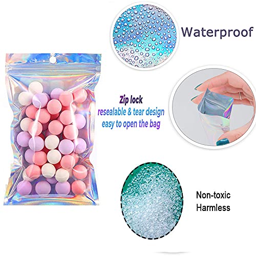 100 Pcs Resealable Smell Proof Bags Large Bags 5" x 8" Holographic Rainbow Color Bags for Food Storage Coffee Beans, Candy & Jewelry Packaging-