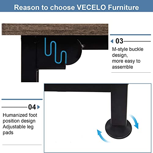 VECELO L-Shaped Corner CPU Stand Study Writing Table Workstation Gaming Computer Desk for Home Office,Coffee, 66