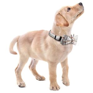 Faleela Soft &Comfy Bowtie Dog Collar,Detachable and Adjustable Bow Tie Collar,for Small Medium Large Pet (S, Beige)