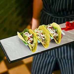 Taco Holder Set of 4 -Taco Tuesday Taco Stand Tray by Titanium Plated Stainless Steel-Perfect for Burritos Nachos Fajitas-Beautiful Colors