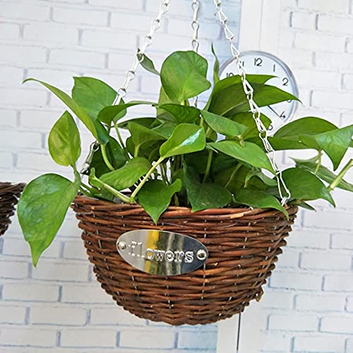 HUIKJI 2Pcs Hanging Basket Rattan Flower Pot,Garden Hanging Planter with Metal Chains for Indoor Outdoor Yard Wall Porch Restaurant Hotel Store Decoration European Style