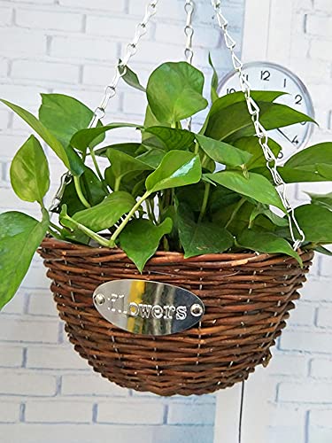 HUIKJI 2Pcs Hanging Basket Rattan Flower Pot,Garden Hanging Planter with Metal Chains for Indoor Outdoor Yard Wall Porch Restaurant Hotel Store Decoration European Style