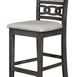 New Classic Furniture Gia Drop Leaf Counter Table with Two Chairs, 42-Inch, 42.25" Set, Grey