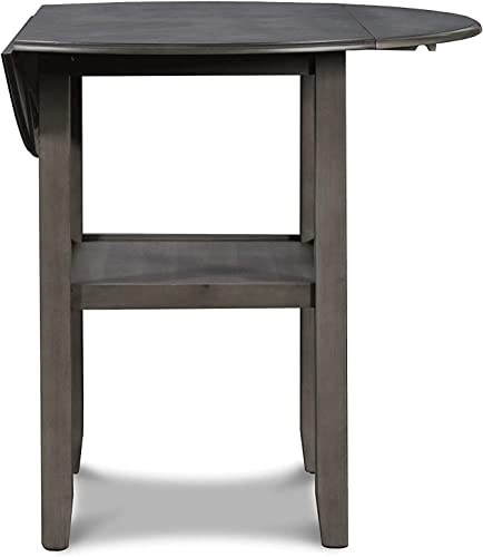 New Classic Furniture Gia Drop Leaf Counter Table with Two Chairs, 42-Inch, 42.25" Set, Grey