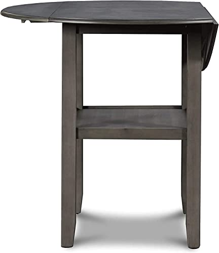 New Classic Furniture Gia Drop Leaf Counter Table with Two Chairs, 42-Inch, 42.25" Set, Grey