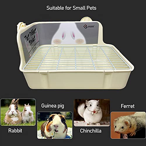 kathson Rabbit Litter Box Toilet, Bunny Potty Trainer Corner Litter Pan Small Animal Disposable Liner Bedding Supplies for Guinea Pigs, Chinchilla, Ferret, Gerbil (White)