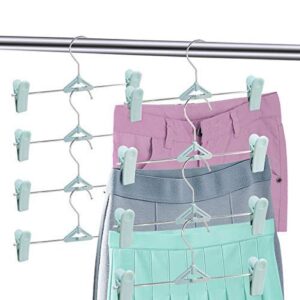 Pants Hangers with Clips - 30 Pack Stackable Skirt Hangers Plastic Clip Hangers Pant Hangers for Skirts with Clips Space Saving