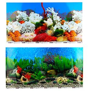 dqitj 2 pack fish tank background sticker double-sided adhesive wallpaper aquarium decorative picture (20.4" x 11.8")