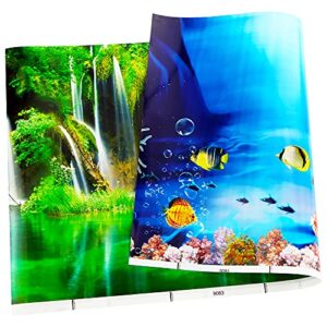 DQITJ 2 Pack Fish Tank Background Sticker Double-Sided Adhesive Wallpaper Aquarium Decorative Picture (20.4" x 11.8")