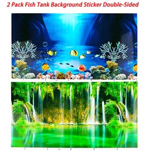 DQITJ 2 Pack Fish Tank Background Sticker Double-Sided Adhesive Wallpaper Aquarium Decorative Picture (20.4" x 11.8")