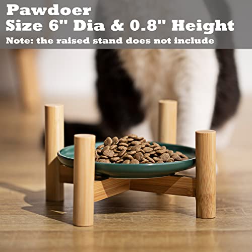 Pawdoer Ceramic Shallow Cat Dish, Whisker Fatigue Free Cat Food Bowls, Wide and Small Pet Plate for Kitten and Kitty, Short Legged Munchkin Cat