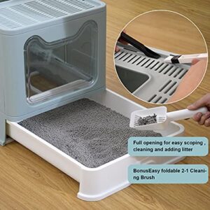 UIMNJHUKE Foldable Cat Litter Box with Lid, Extra Large Covered Cat Litter Box with Litter Mat and Scoop, Easy to Clean Litter Pan, Enclosed Kitty Litter Box