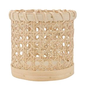 cabilock rattan woven pen holder hand woven wicker sundries basket makeup brush holder organizer utensil caddy basket silverware holder (wood)