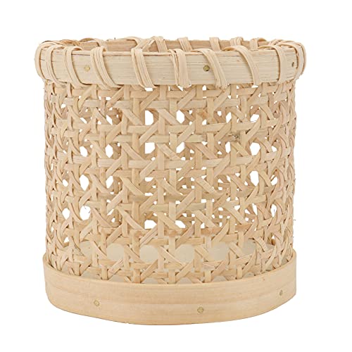 Cabilock Rattan Woven Pen Holder Hand Woven Wicker Sundries Basket Makeup Brush Holder Organizer Utensil Caddy Basket Silverware Holder (Wood)