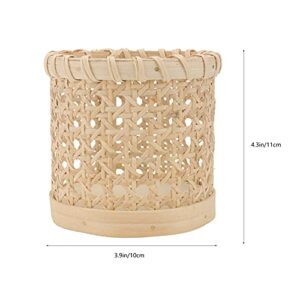 Cabilock Rattan Woven Pen Holder Hand Woven Wicker Sundries Basket Makeup Brush Holder Organizer Utensil Caddy Basket Silverware Holder (Wood)