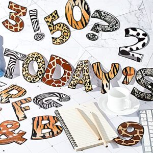 Animal Prints Letters Cutout Animal Letter and Number Accents Animal Texture Letters Wall Decors with 60 Glue Point Dots for Kids Nursery School Classroom (40 Sheets)