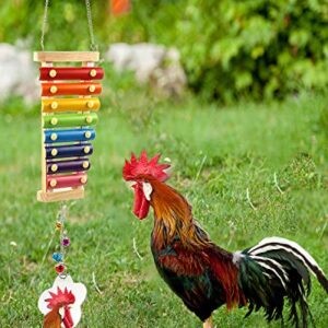 Woiworco 4 Packs Chicken Toys for Hens in Coop, Chicken Xylophone Toy with Mirror, Vegetable Hanging Feeder and Chicken Swing Toys Chicken Supplies Chicken Coop Accessories for Your Chicken Gift