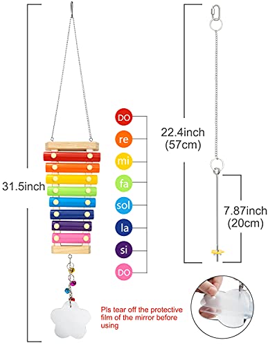 Woiworco 4 Packs Chicken Toys for Hens in Coop, Chicken Xylophone Toy with Mirror, Vegetable Hanging Feeder and Chicken Swing Toys Chicken Supplies Chicken Coop Accessories for Your Chicken Gift