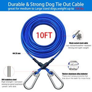 Dog Tie Out Cable and Stake,360° Swivel Dog Yard Stake and Leash - Heavy Duty 304 Stainless Steel Dog Anchor-Holds 1 Large Dogs Over 150LBS Easily-Dog Chain for Yard Outdoor Camping