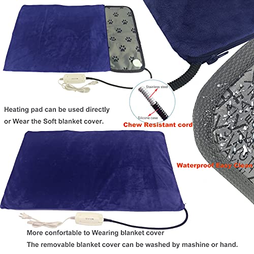 Pet Heating pad for Large Dog cat Heated Bed Dog Heating pad 34" x 21" with Soft Washable Cover Electric Heating pad Keep Pets Warmer Water Resistant Chew Resistant Cord