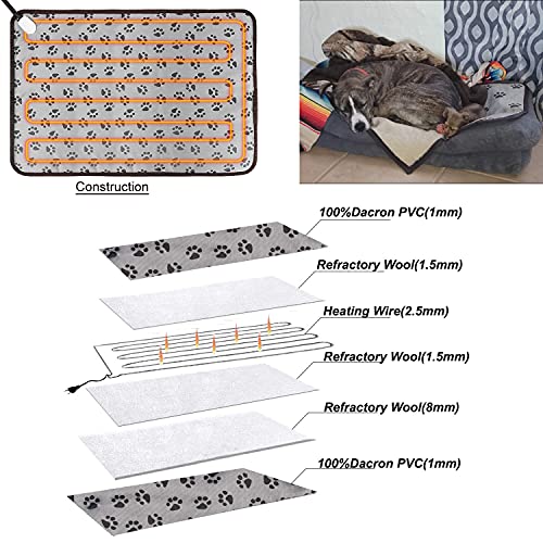 Pet Heating pad for Large Dog cat Heated Bed Dog Heating pad 34" x 21" with Soft Washable Cover Electric Heating pad Keep Pets Warmer Water Resistant Chew Resistant Cord