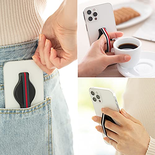 Sinjimoru Detachable Wool-Band Phone Grip Holder, Wireless Charging Compatible Cell Phone Holder for Hand for Galaxy & iPhone Case. Sinji Mount Mini Grip French Red