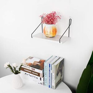 Floating Shelves Decorative Shelves Wooden Wall Mounted Shelf for Bedroom Living Room Kitchen and Office (White,11.8 in)