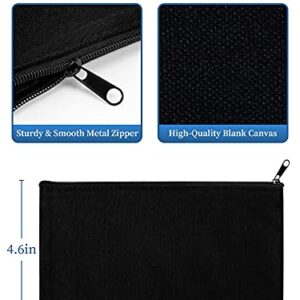 SMARTAKE 16-Pack Canvas DIY Craft Zipper Bags Blank Makeup Bags, Multipurpose Cosmetic Travel Toiletry Pouch for Office, Cash, Bill, Receipt Storage, 8.3’’ x 4.6’’ (Black)