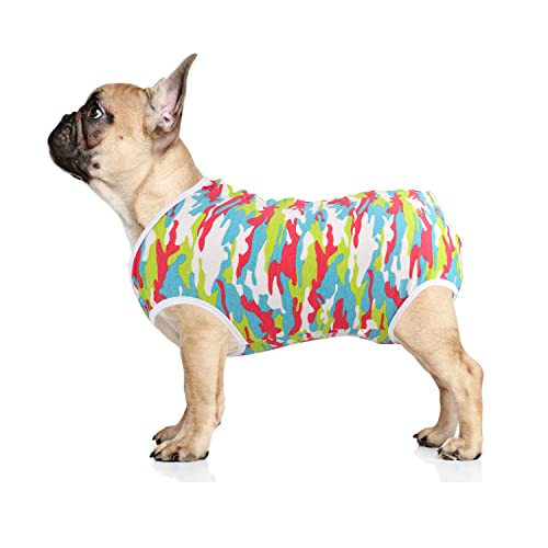 Etdane Dog Diapers Sanitary Panties Physiological Period Shirts Surgical Recovery Suits for Male and Female Dogs Camo/XS