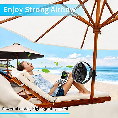 Golf Cart Fan-10000mAh Portable Clip on Fan Rechargeable battery Operated, 8 Inch Ventilador Portatil Recargable with Reinforcer/Hook for Camping, Beach, Tent, Treadmill, Desk, Bed, RV, Office