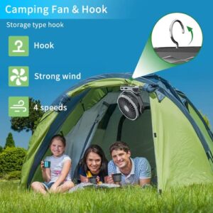 Golf Cart Fan-10000mAh Portable Clip on Fan Rechargeable battery Operated, 8 Inch Ventilador Portatil Recargable with Reinforcer/Hook for Camping, Beach, Tent, Treadmill, Desk, Bed, RV, Office