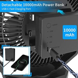 Golf Cart Fan-10000mAh Portable Clip on Fan Rechargeable battery Operated, 8 Inch Ventilador Portatil Recargable with Reinforcer/Hook for Camping, Beach, Tent, Treadmill, Desk, Bed, RV, Office