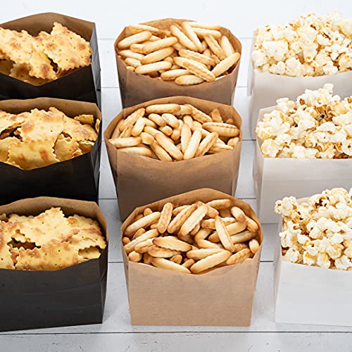 Bag Tek 4.25" x 2.5" x 3.75" Paper Bags For Snacks, 100 Large Paper Bag For Foods - Disposable, Greaseproof, Paper Kraft Snack Bags, For Popcorn, Cookies, Fries, And More, Restaurantware