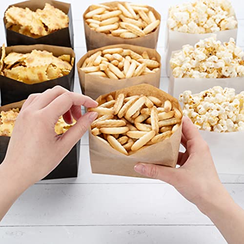 Bag Tek 4.25" x 2.5" x 3.75" Paper Bags For Snacks, 100 Large Paper Bag For Foods - Disposable, Greaseproof, Paper Kraft Snack Bags, For Popcorn, Cookies, Fries, And More, Restaurantware